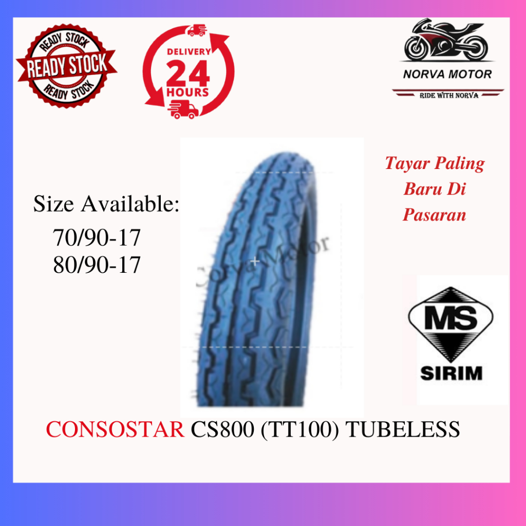 Norva Motor Consostar Tayar Motosikal Tubeless Cs800 [70/90-17, 80/90 ...