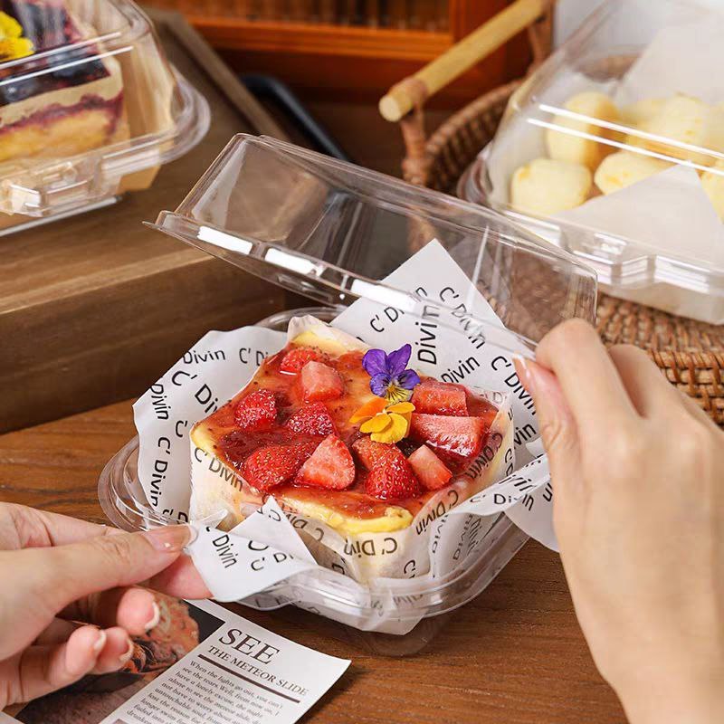RORA - (10 Pcs) 4 Inch Transparent Cake Slice Box Mousseline Butter ...