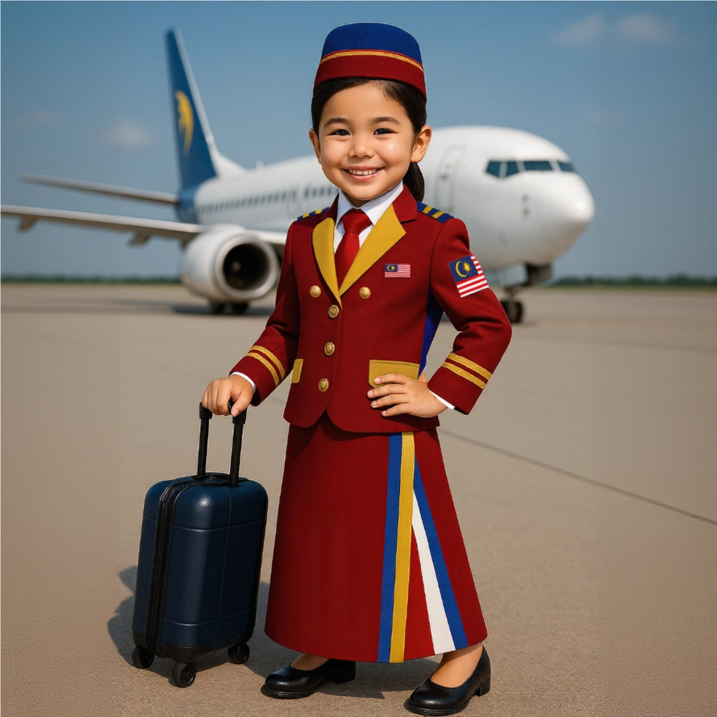 Baju Set Pilot Wira Merdeka Budak Perempuan (FREE Lencana Jalur ...