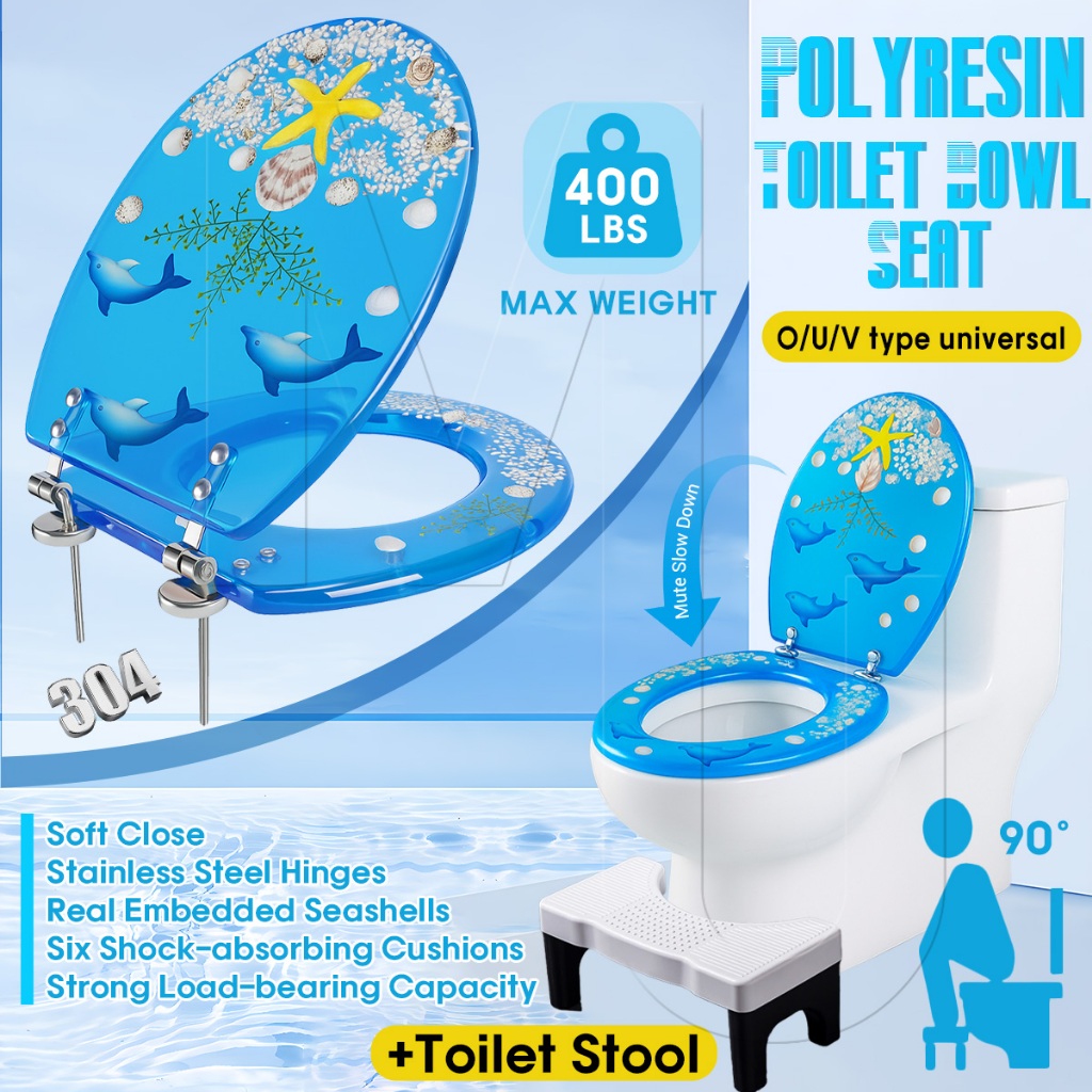 Universal Toilet Seat Polyresin Dolphin Toilet Bowl Seat Cover Soft ...