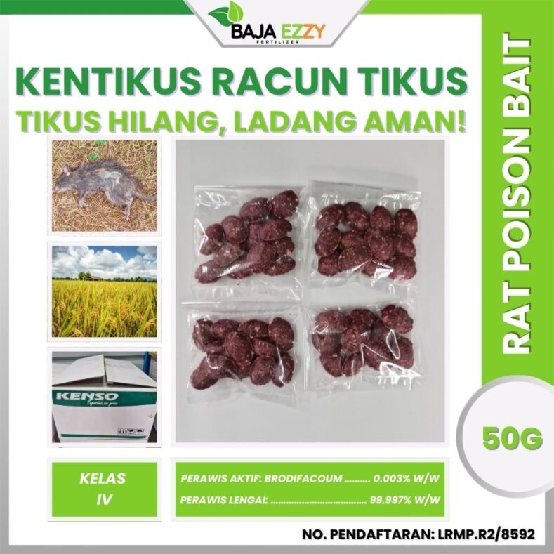 Kentikus Kenso Racun Tikus Brodifacoum Generasi Kedua Umpan Blok 50g ...