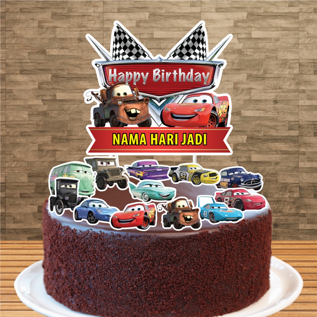 Cars Anime Cake Topper Can Add Name Decoration Birthday Party, Hari ...