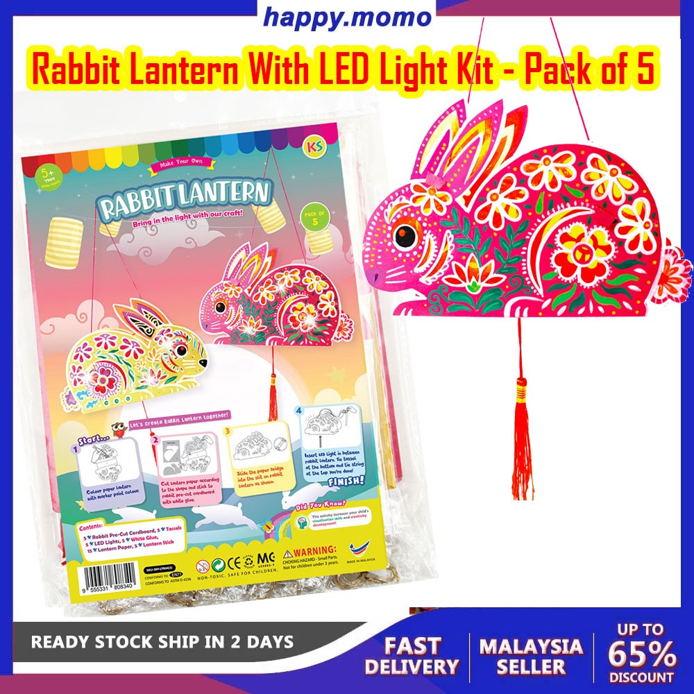 Rabbit Lantern With LED Light Kit Pack of 5 DIY Art Craft Tanglung Mid ...