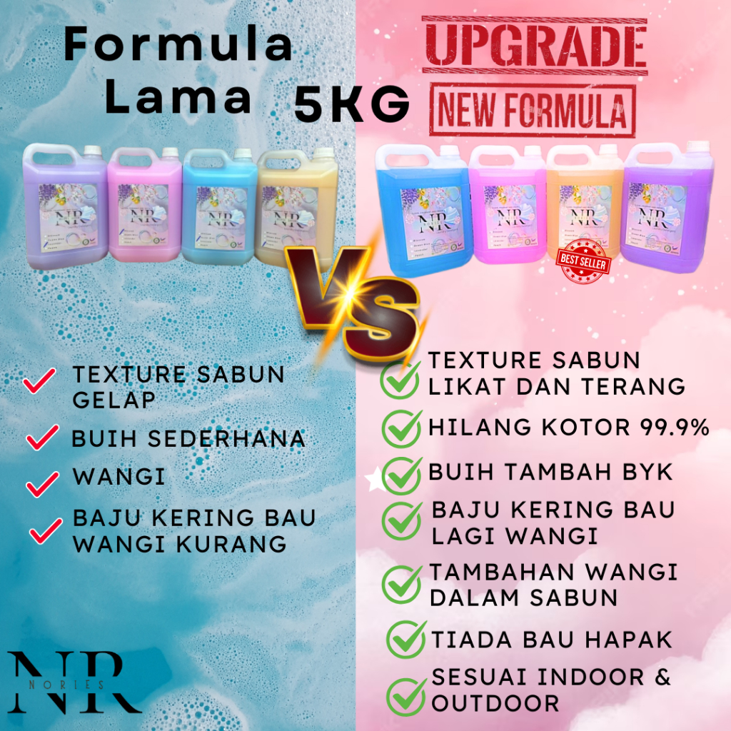 NEW Upgrade Formula Sabun Dobi Pewangi Nories 5kg DIRECT KILANG ...