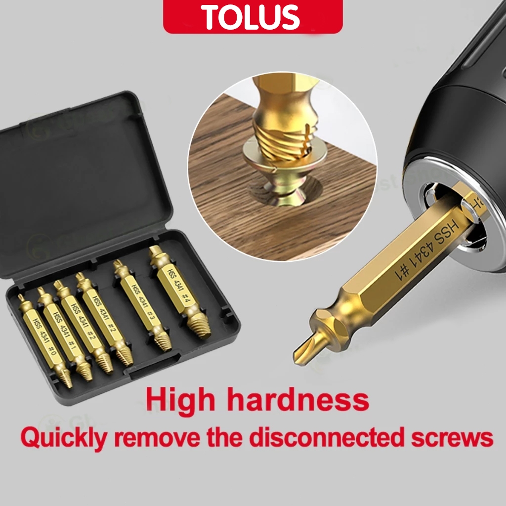 6PCS Material Damaged Screw Extractor Drill Bits Guide Set Broken Easy ...