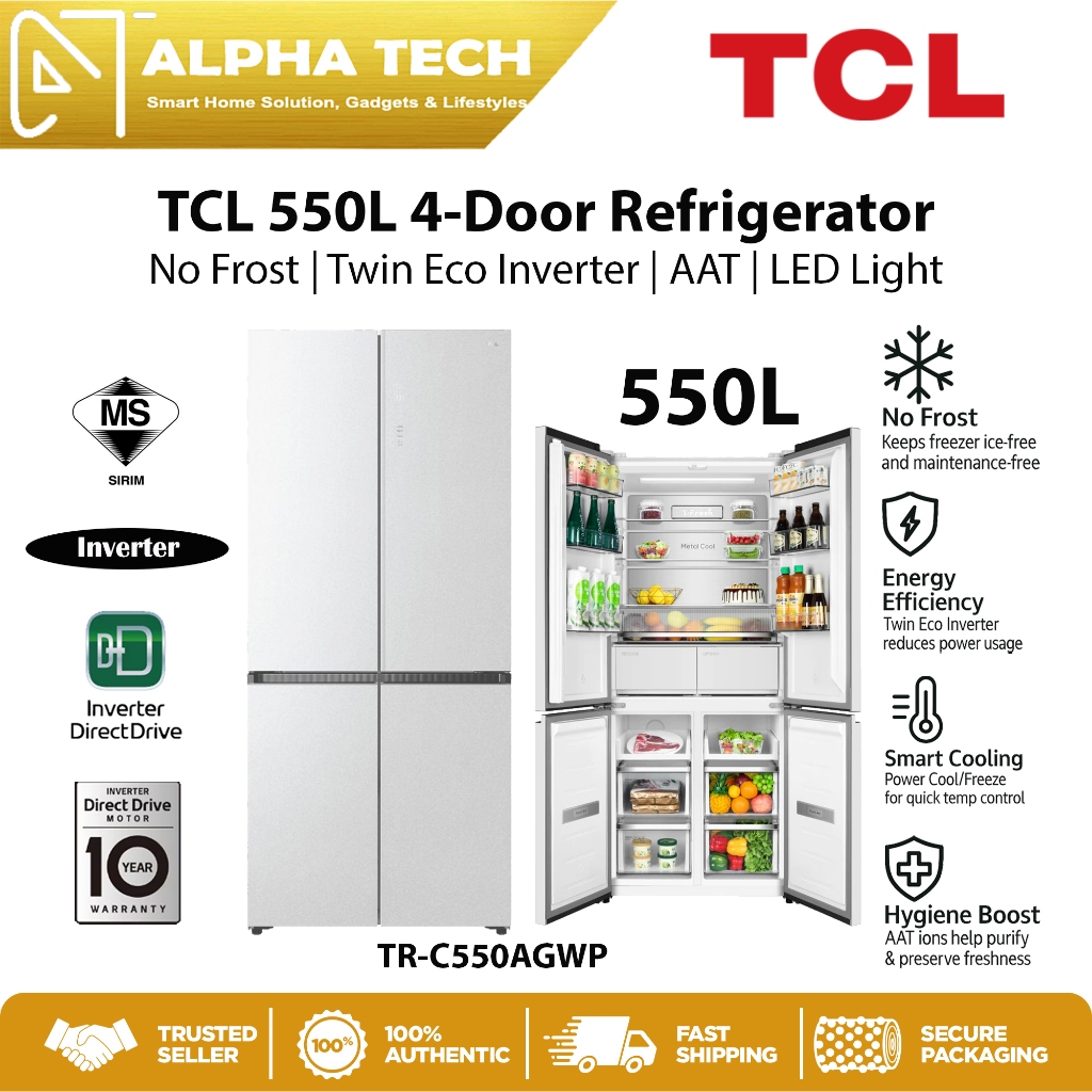 TCL 550L 4 Door Refrigerator Matte White TR-C550AGWP - No Frost | Twin ...
