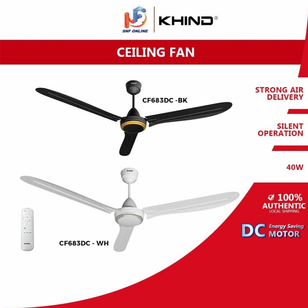Khind Kipas Siling 60" BLDC Ceiling Fan White CF683DC (White / Black ...