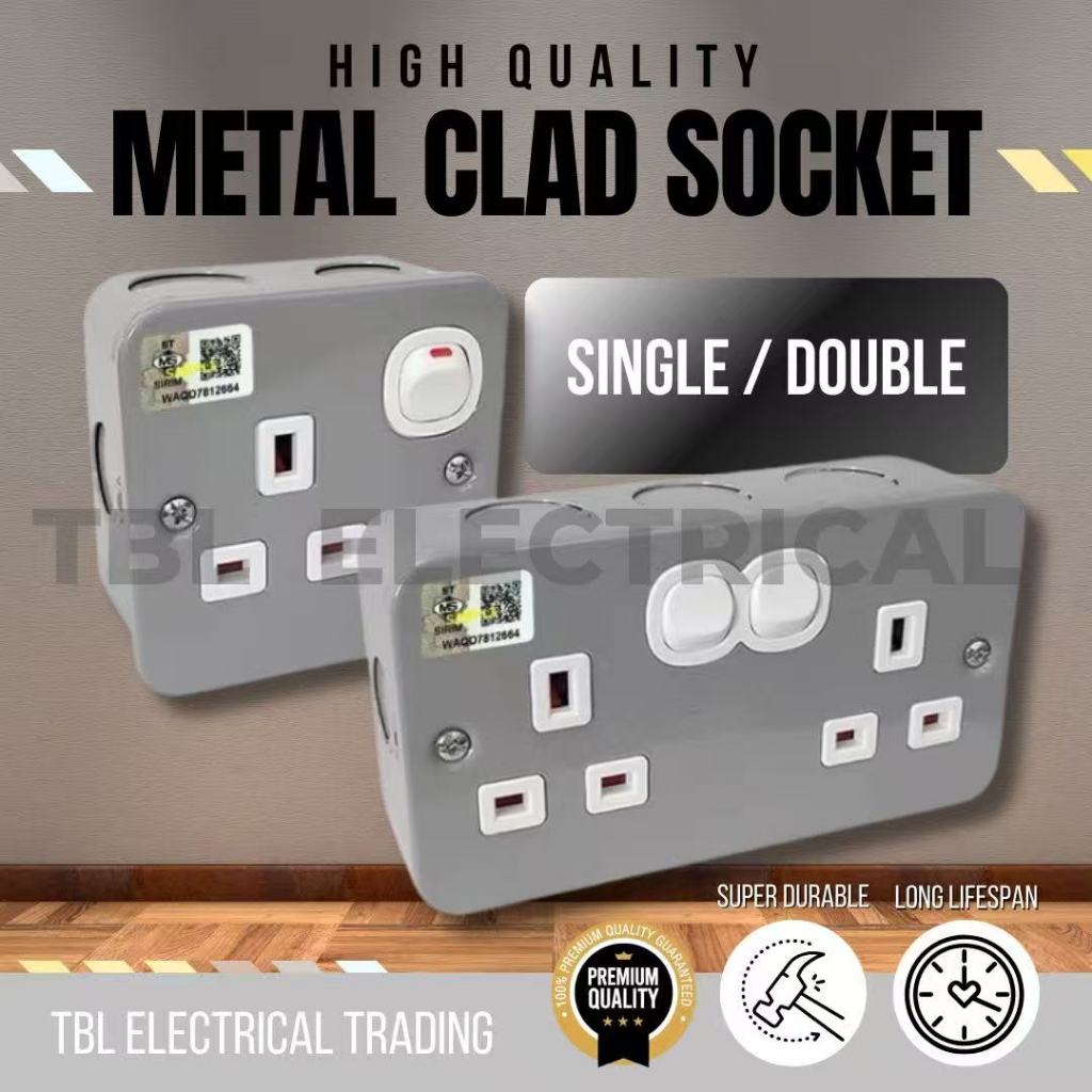 🔥SIRIM🔥Heavy Duty 13A Metal Socket 13A Metal Clad Switch Socket Besi ...