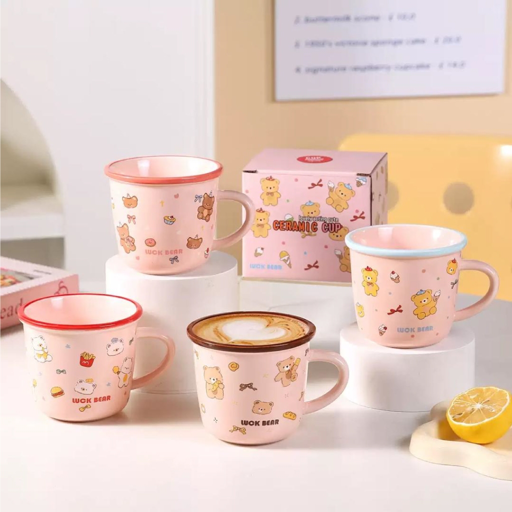 Cute Cartoon Ceramic Mug Heat-Resistant Porcelain Breakfast Mug for ...