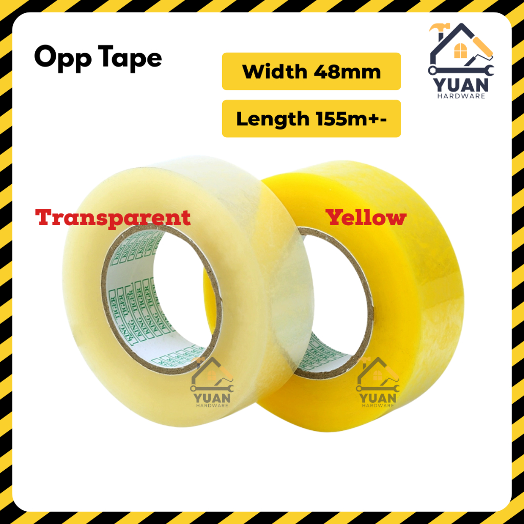 OPP Packing Tape 48mm x 155m | Transparent / Yellow | Strong Adhesive ...