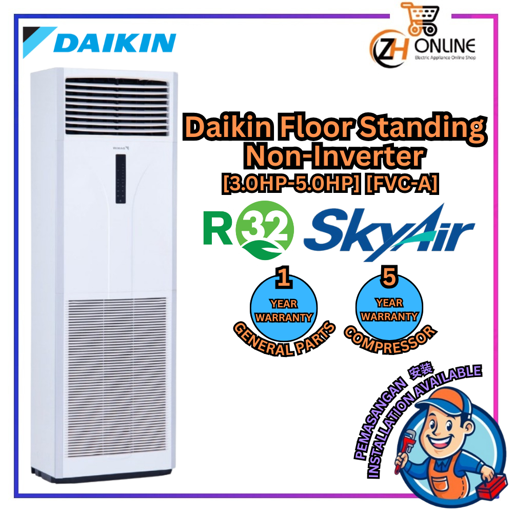 Daikin 3.0HP-5.0HP Floor Standing Non-Inverter Aircond R32 ...