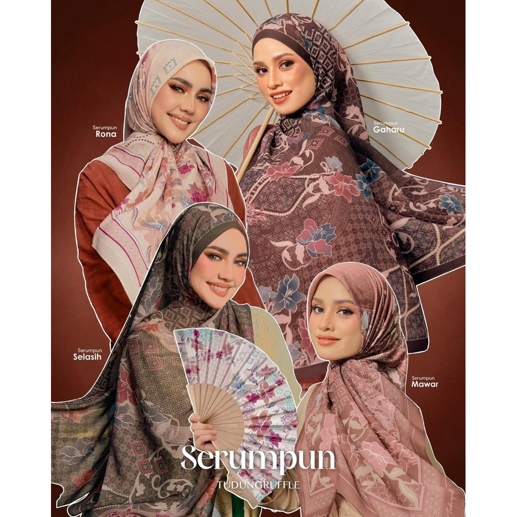 TUDUNGRUFFLE GEMALA / SARI / SERUMPUN / BAMBOO FAN ~ Printed Voile ...