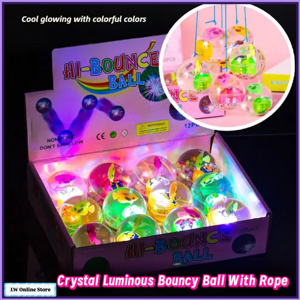 Flashing Crystal Ball Toy - LED Light-Up Elastic Bouncing Ball with ...