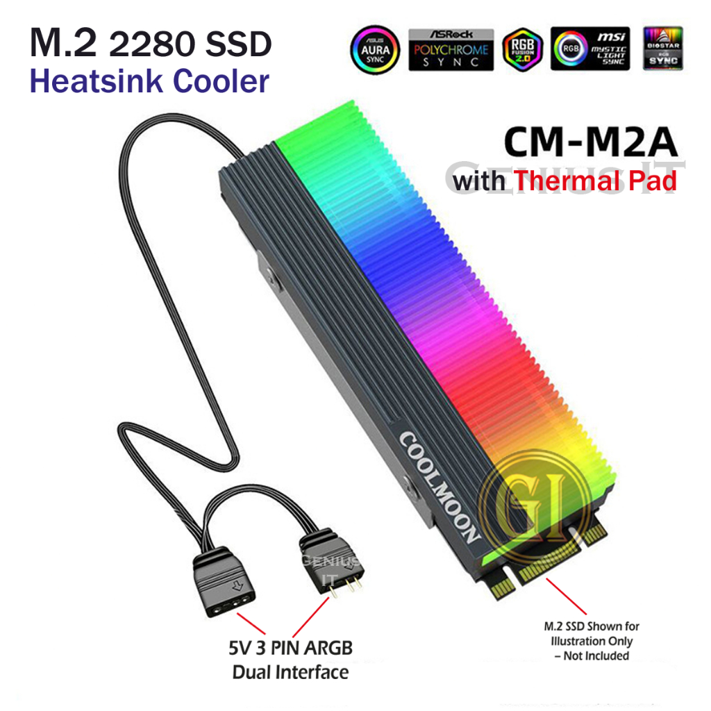 COOLMOON M.2 2280 SSD Heatsink Cooler Solid State Disk Radiator with ...