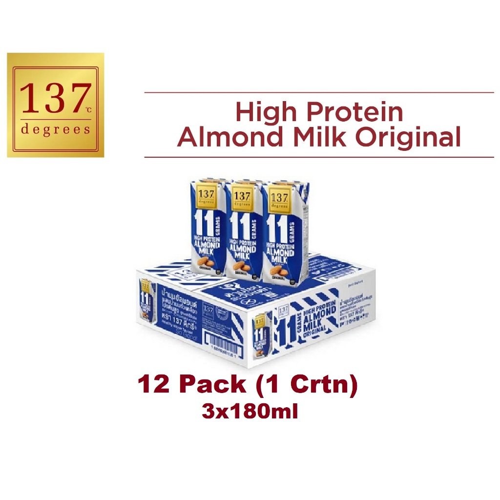 137 Degree Delicious 11 Grams High Protein Almond Original Milk 36 x ...