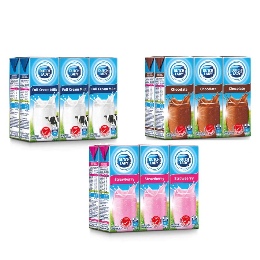 Dutch Lady UHT Choc/Strawberry/Full Cream ( 24X200ml / 6X200ml ...