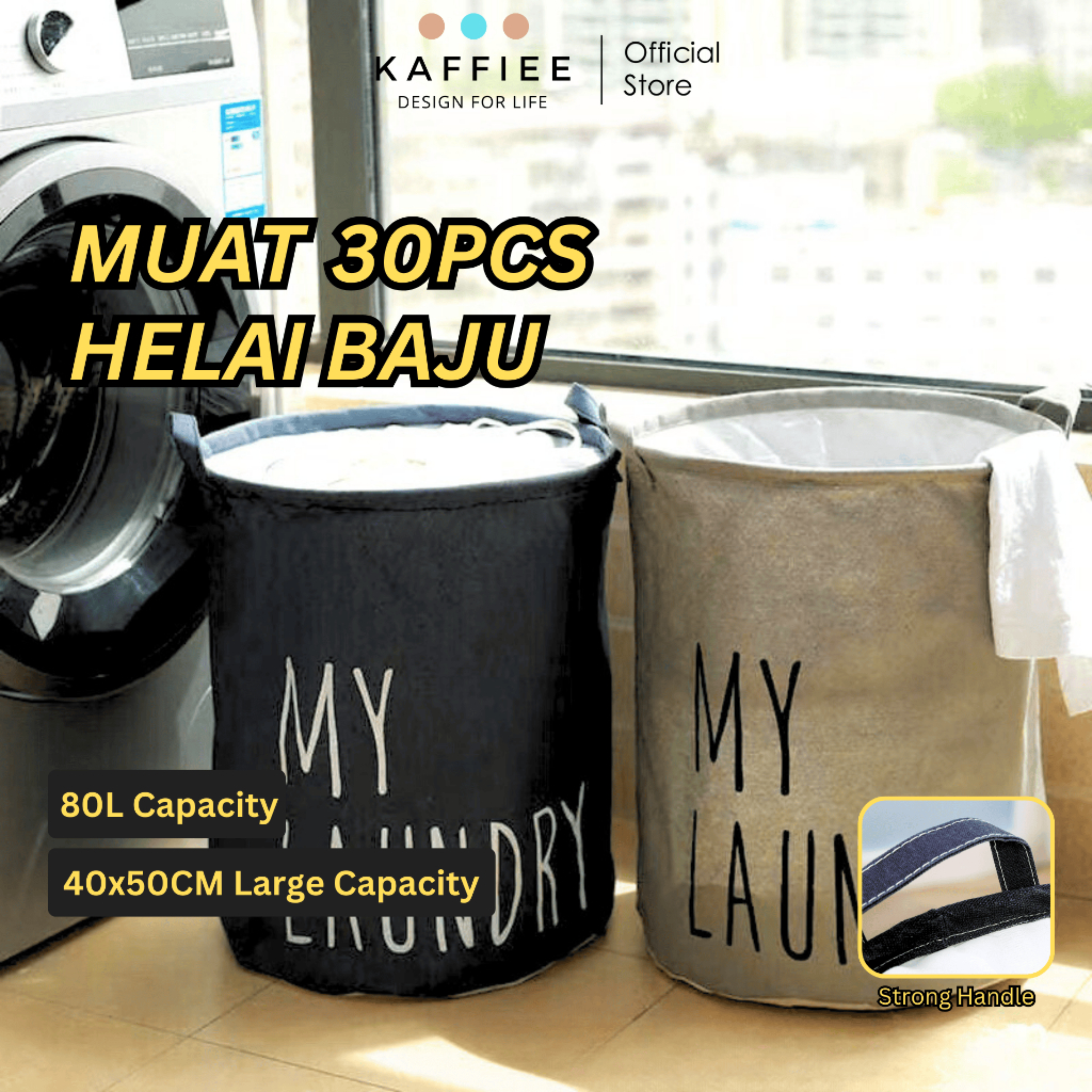 KAFFIEE 80L Bakul Baju Laundry Basket Bakul Dobi Besar Cloth Basket ...