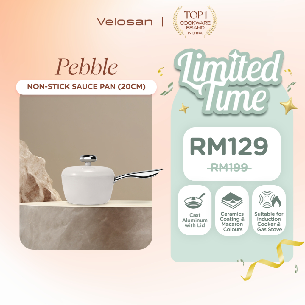 Velosan Pebble Non-stick Sauce Pan (20CM) | Cast Aluminium Lid ...