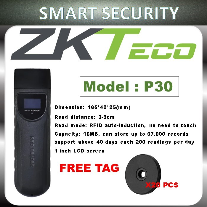 ZKTECO P30 RIFD Patrol Stick LCD screen Security Guard Patrol System ...