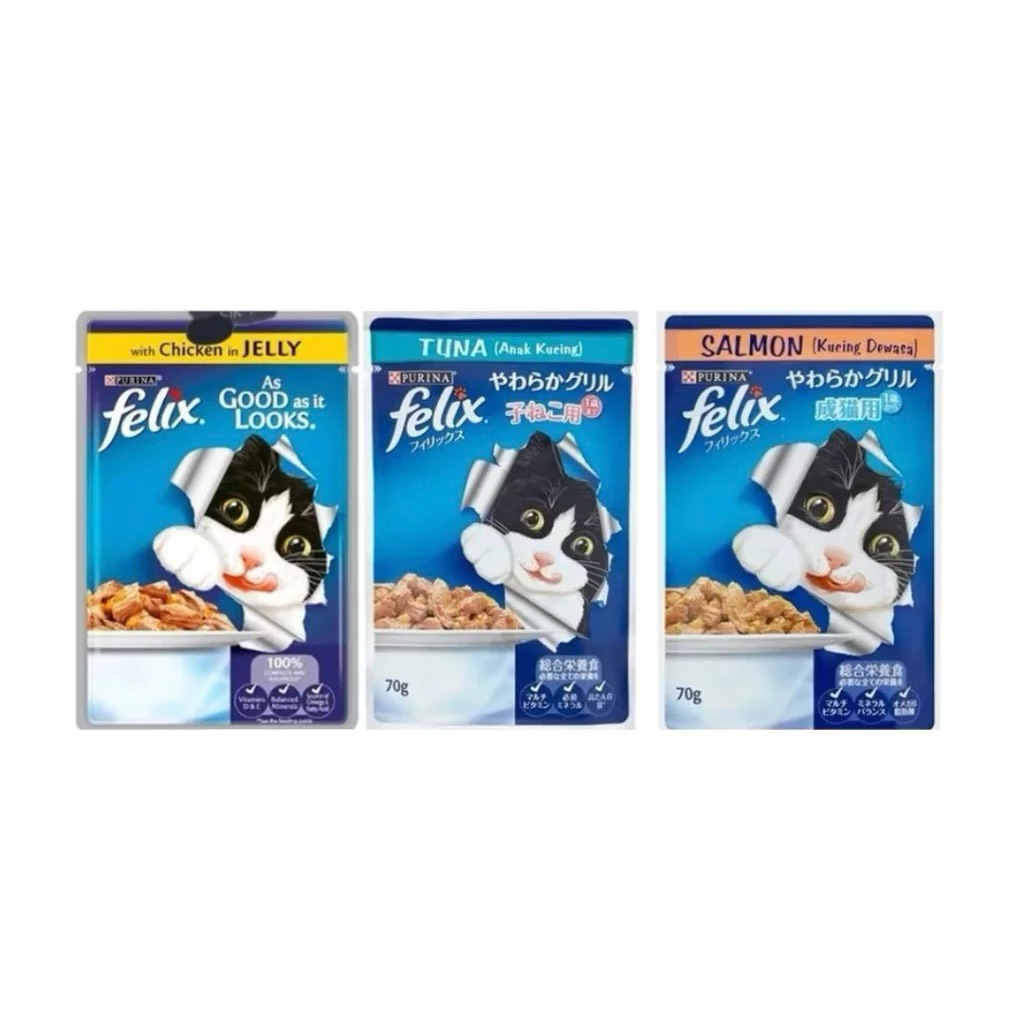 GUN PET BORONG Purina Felix Pouch 85g 1 Box 24 Pack Cat Wet Food ...