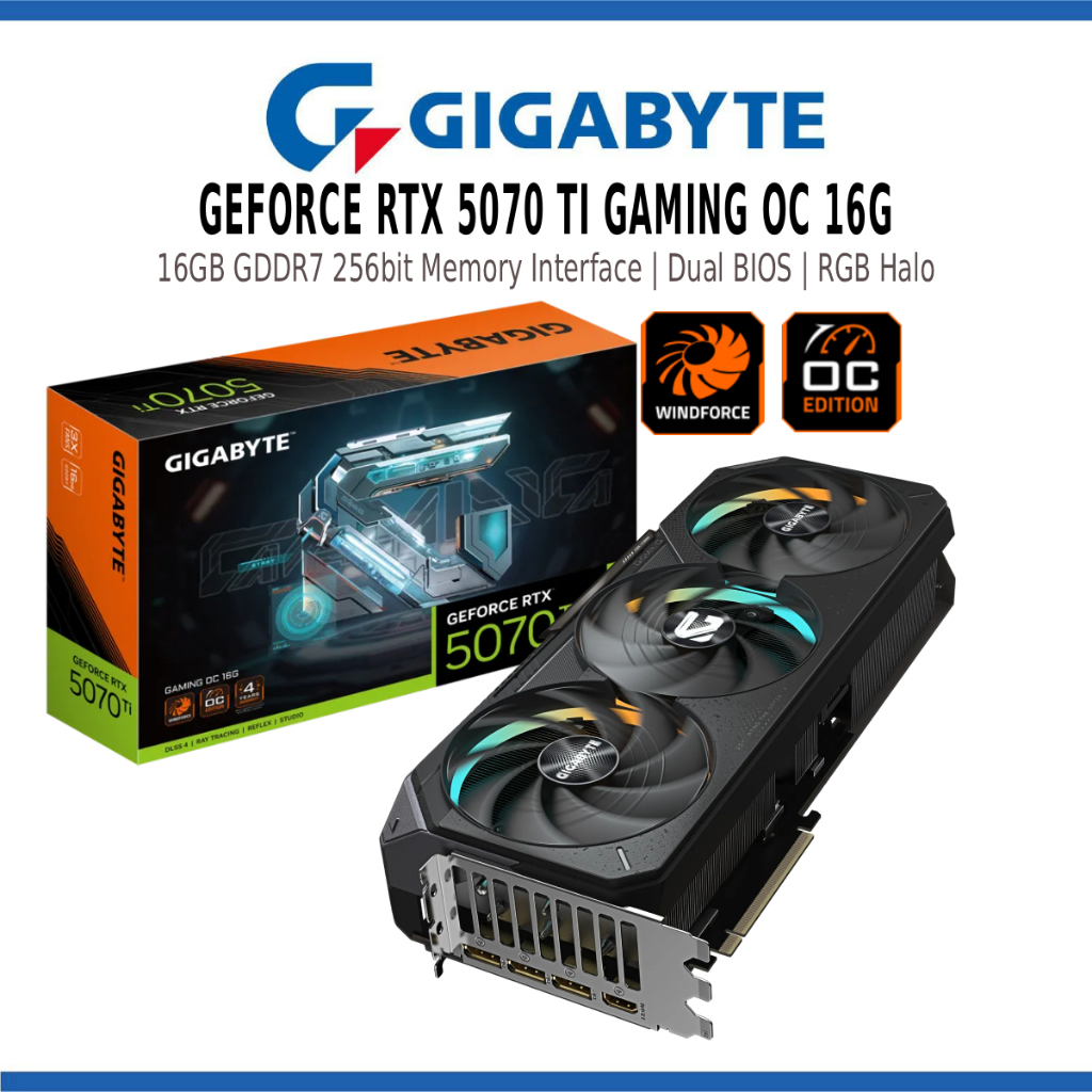 GIGABYTE GEFORCE RTX 5070 TI GAMING OC 16G GDDR7 256BIT GRAPHICS CARD ...