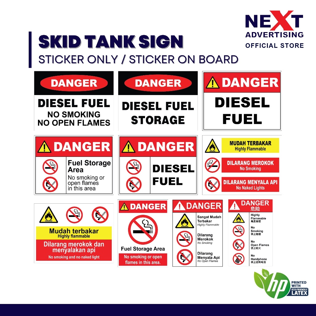 SKID Tank Sticker Sign | Diesel Fuel Storage Sign | Highly Flammable ...