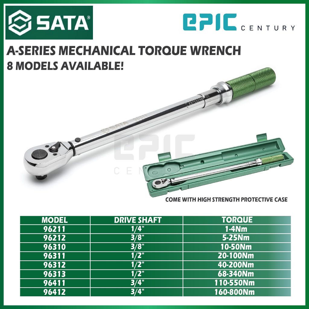 SATA A-SERIES MECHANICAL TORQUE WRENCH 1/4" , 3/8" , 1/2" , 3/4"DR ...
