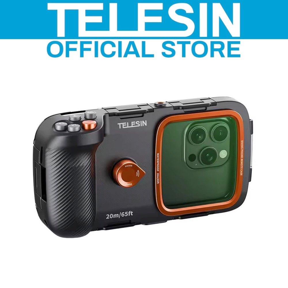 TELESIN Waterproof Dive Case Camera Phone Grip Remote Control | Shopee ...