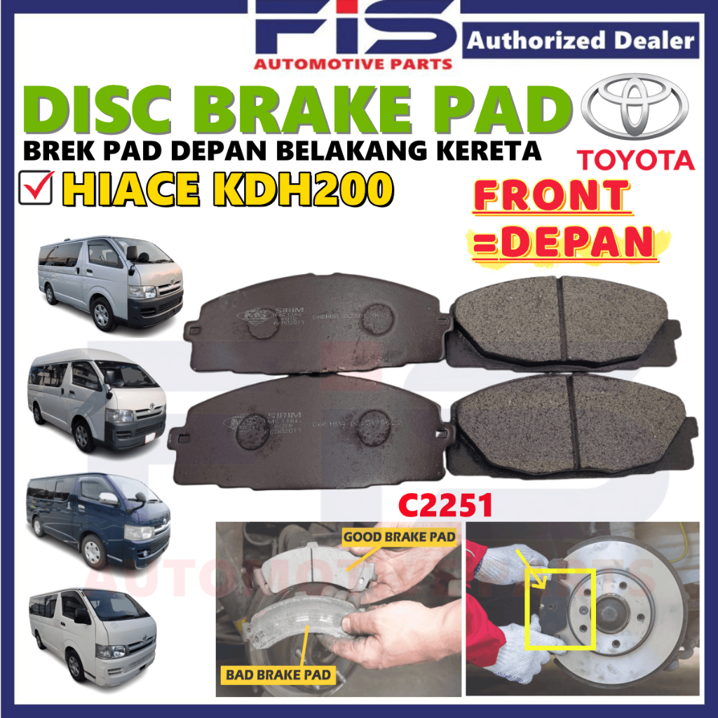 FIS Disc Brake Pad Front Toyota Hiace Van KDH200 Brek Pad Depan Kereta ...