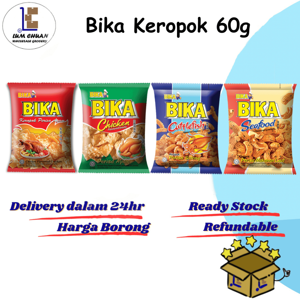 Bika Snacks 60g Chicken/Seafood/Cuttlefish Bika Keropok 60g | Shopee ...