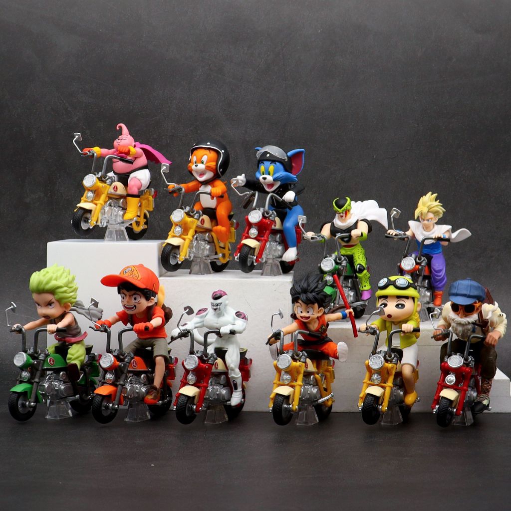 [Ready Stock] Motorcycle Bike Action Figure Goku Roshi Luffy Zoro Tom ...
