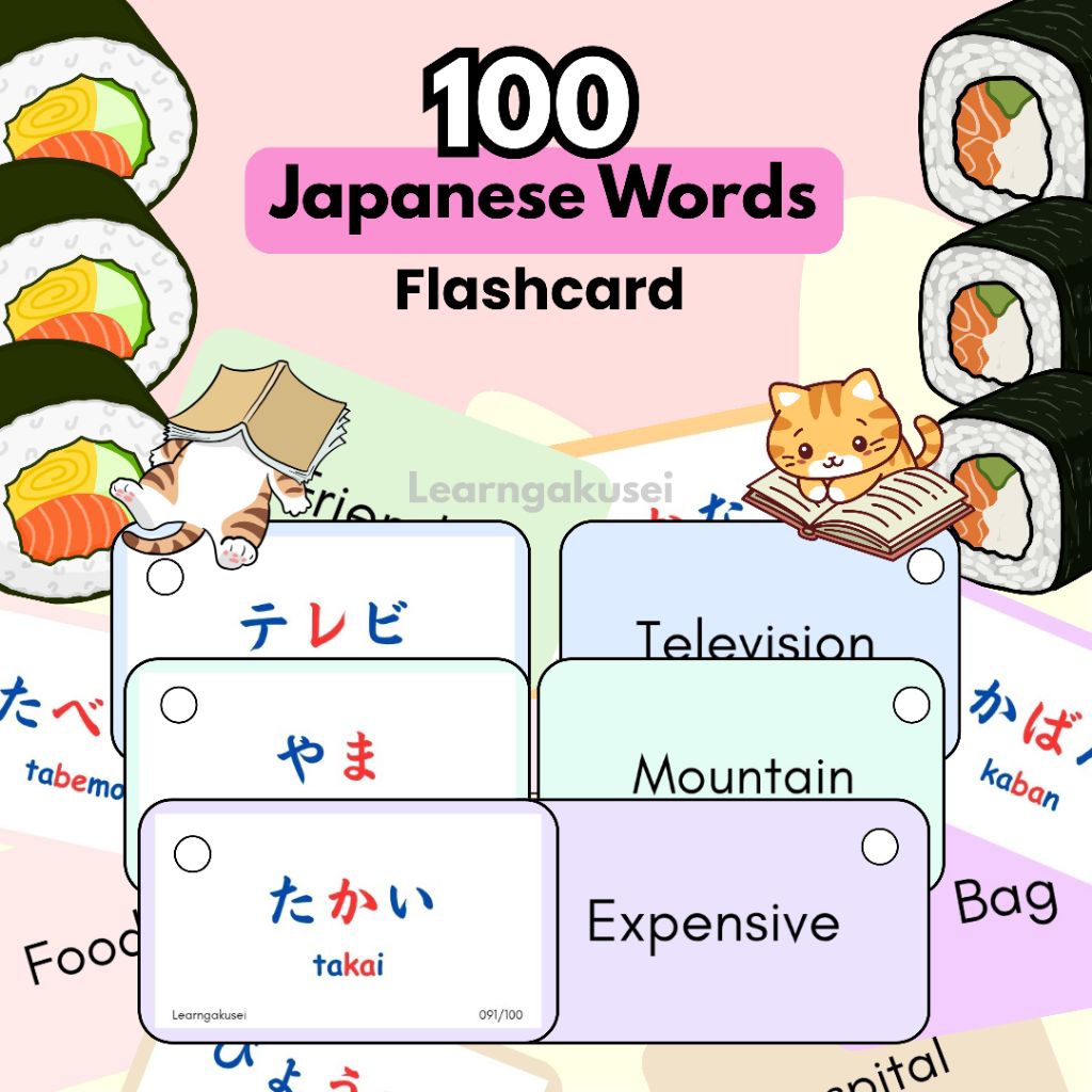 Japanese Flashcard | Kad Imbas Bahasa Jepun | 100 Japanese Words ...