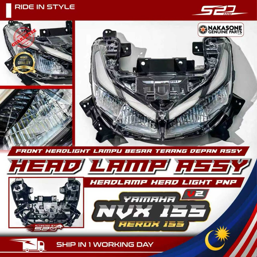 Head Lamp Assy NAKASONE NVX 155 V2 AEROX NVXV2 Front Headlight Lampu ...