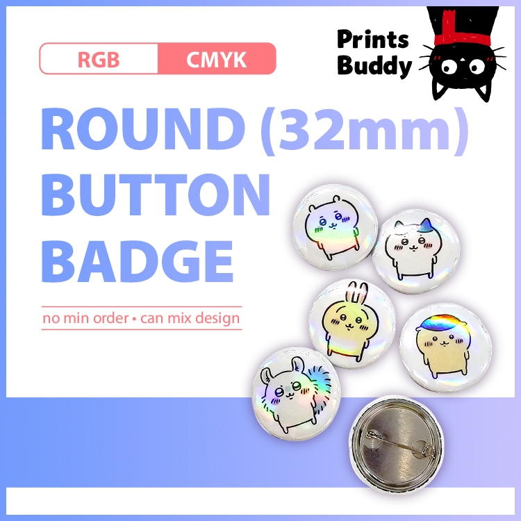 [Print-Own-Design] 32mm Round Button Badge / Customize Button Badge ...
