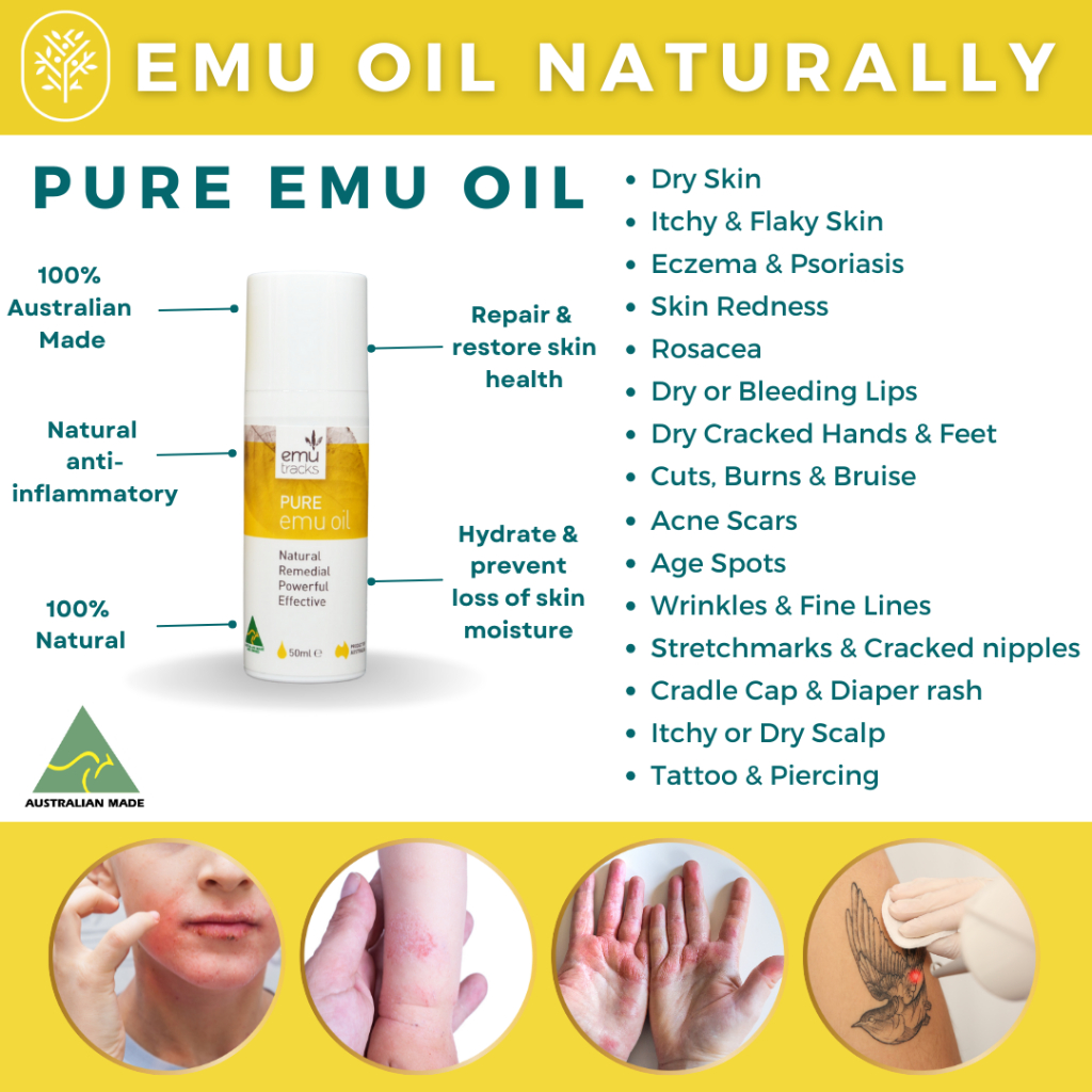 Pure Emu Oil from Australia. First Aid for Dry Skin, Eczema, Psoriasis ...