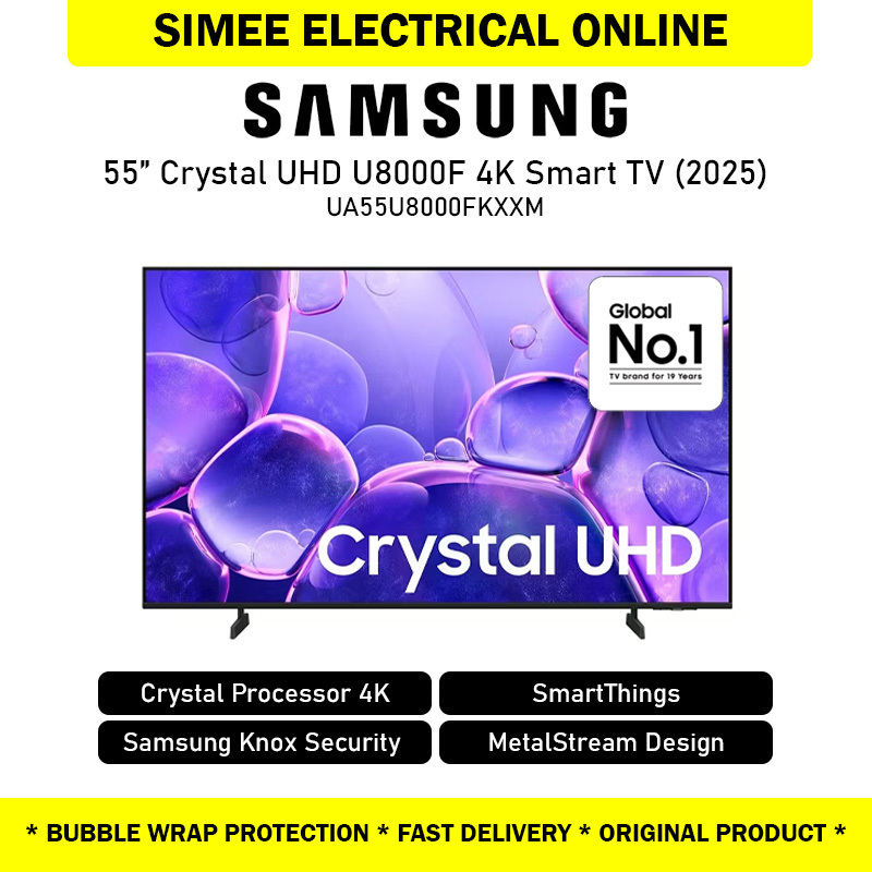 Samsung 55" Crystal UHD U8000F 4K Smart TV (2025) | UA55U8000FKXXM 55 Inch TV Television 电视机 ...