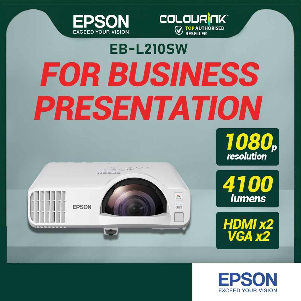 Epson EB-L210SW 3LCD 4,000 Lumens WXGA Short Throw Laser Projector with ...