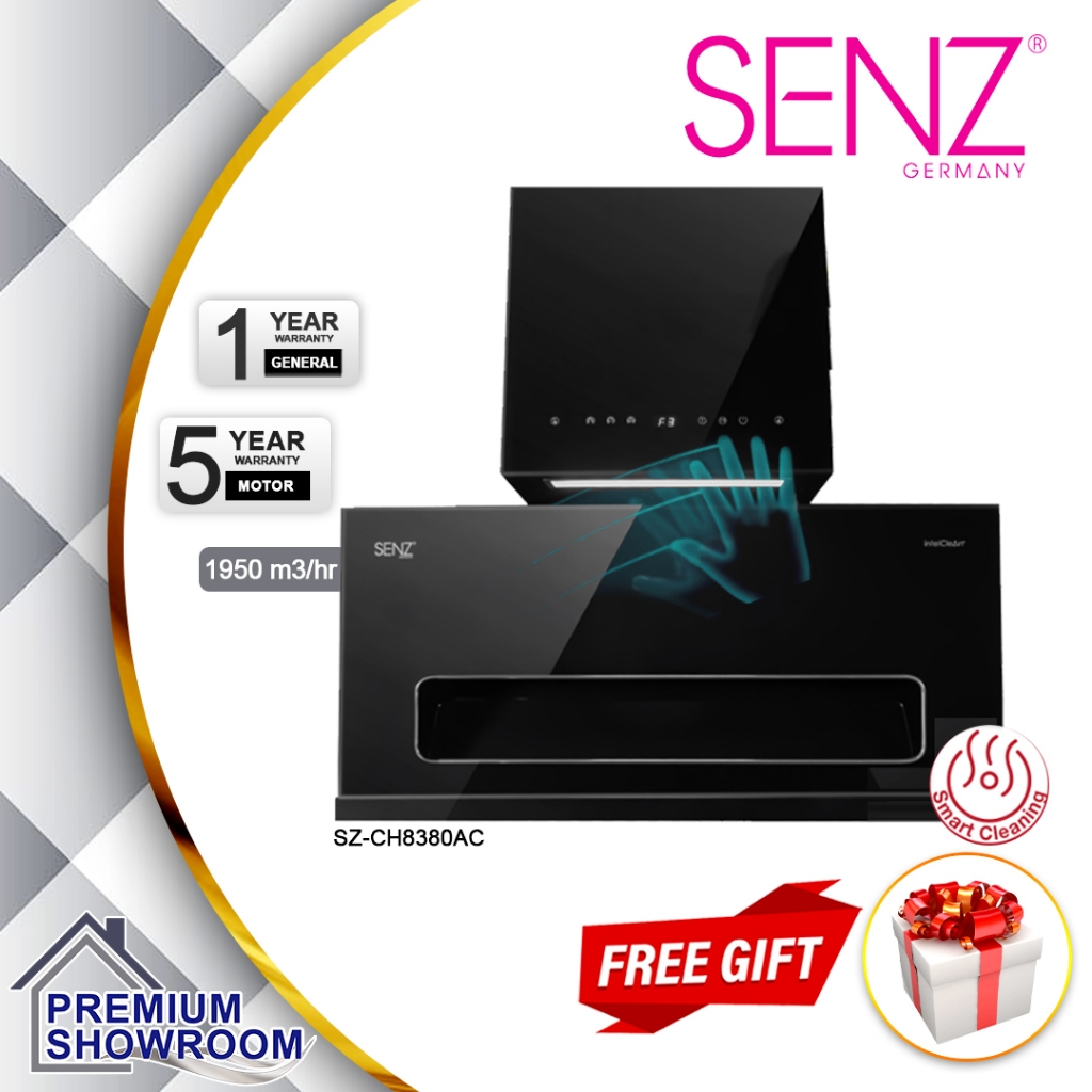 (SLEEK) SENZ HERMOSA Ultra SLIM Kitchen Cooker Hood | 1950 m3/h | Heat ...