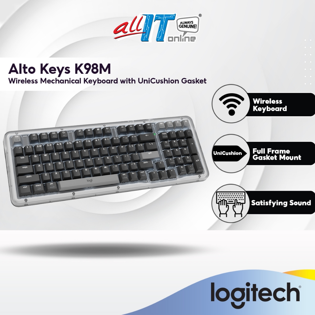 Logitech Alto Keys K98M Wireless Mechanical Keyboard with UniCushion Gasket Structure ...