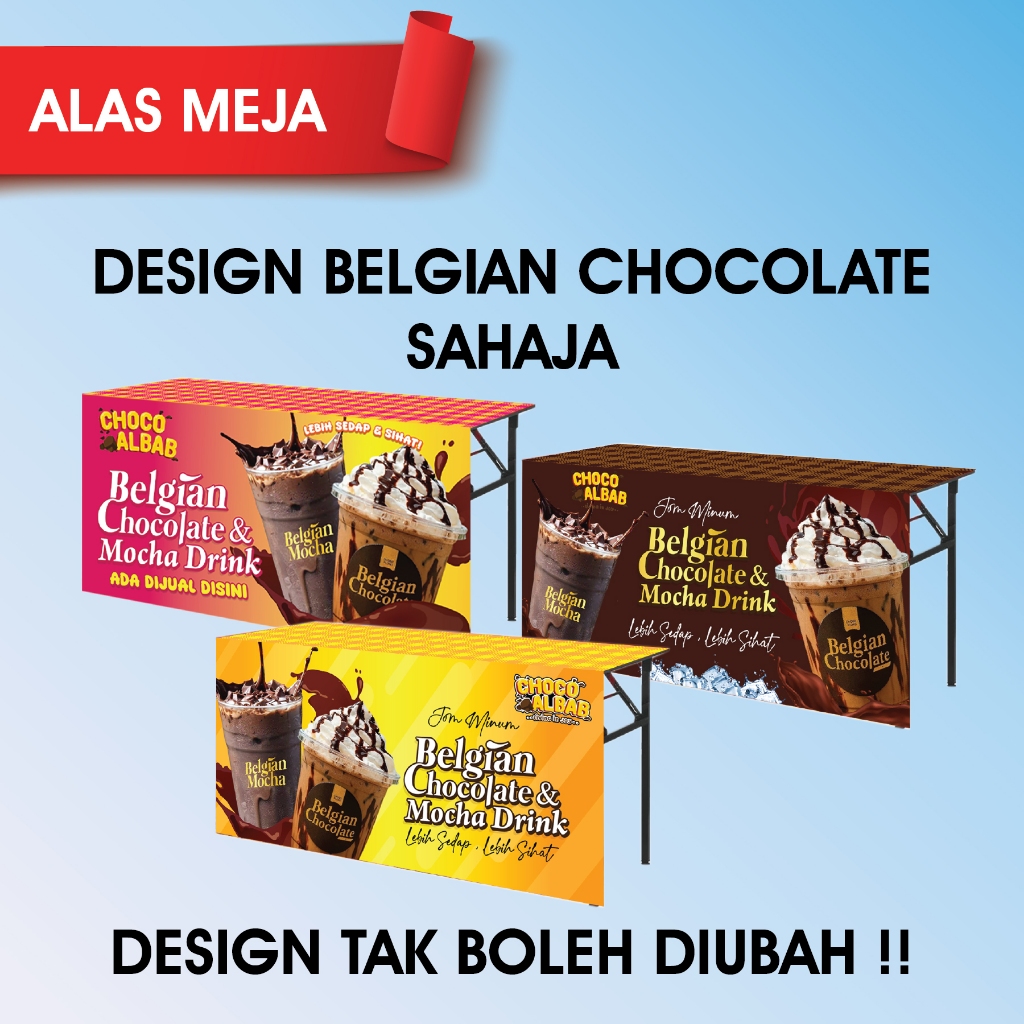 BANNER ALAS MEJA DESIGN CHOCOALBAB / BELGIAN COFFEE SAHAJA | Shopee ...