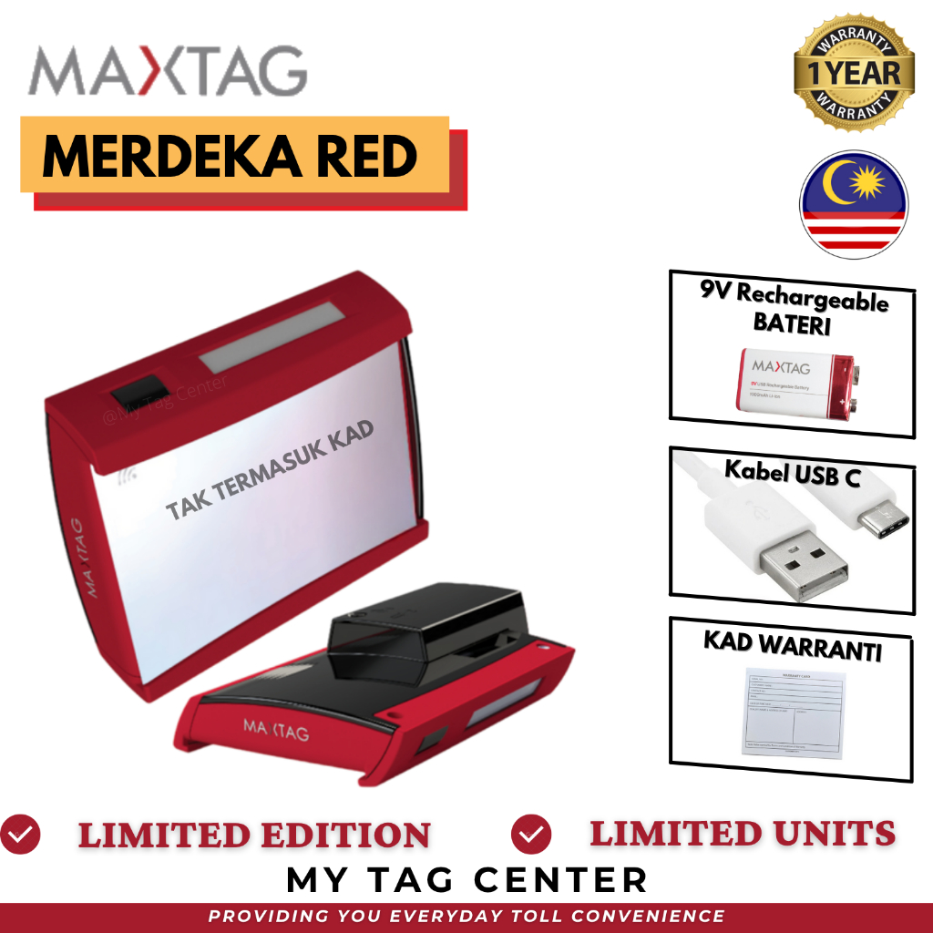 MaxTag Red Merdeka Smart Original Tag 1 Year Warranty Touch 'n Go ...