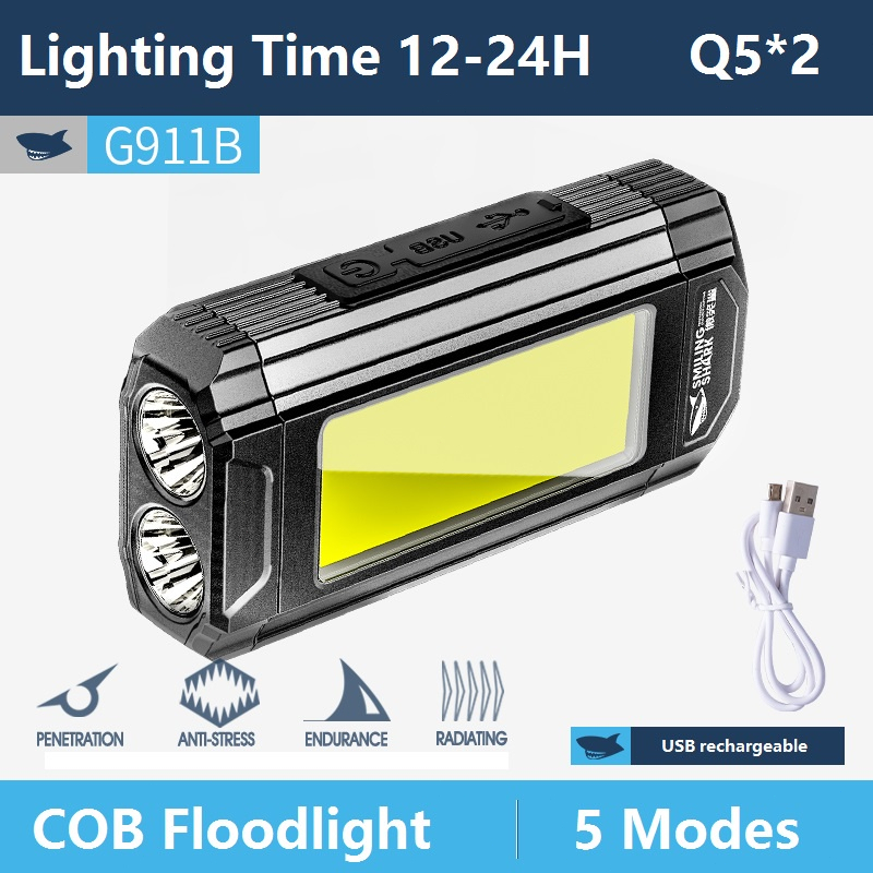 SMILING SHARK Outdoor Floodlight with Tail Magnet Clip Hoo Rechargeable ...