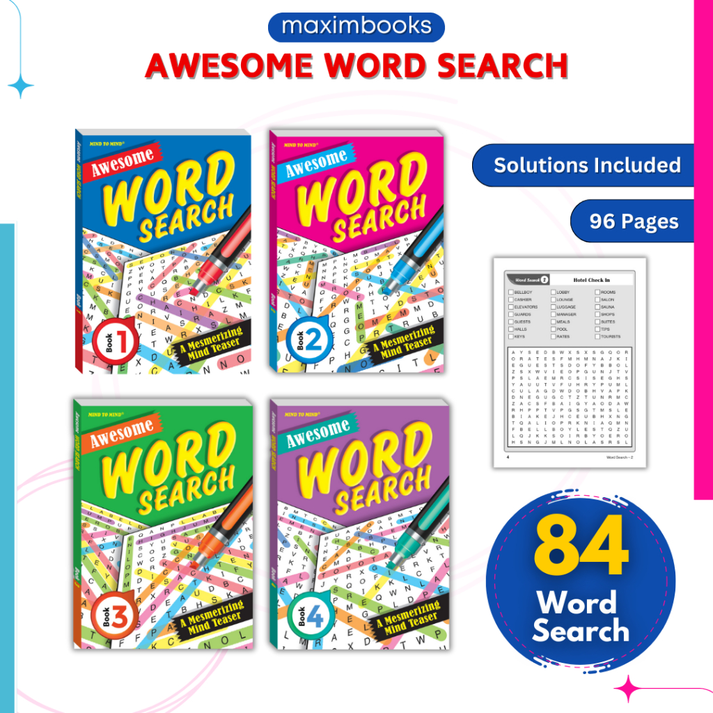 Awesome Word Search Set Book (1-4) | Word Search | Cari Kata | 96 Pages ...