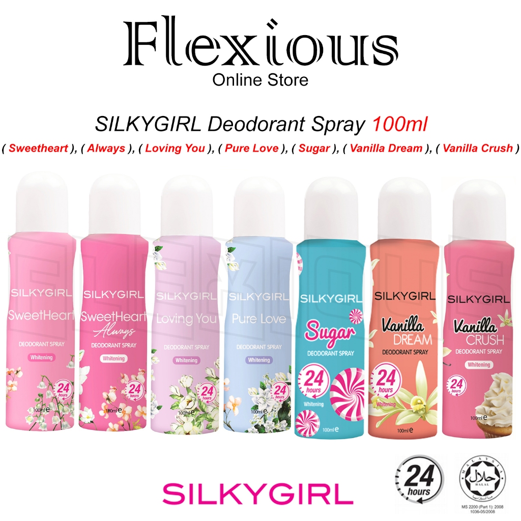 *SILKYGIRL* Deodorant Spray 100ml (SweetHeart), (Always), (Loving You ...