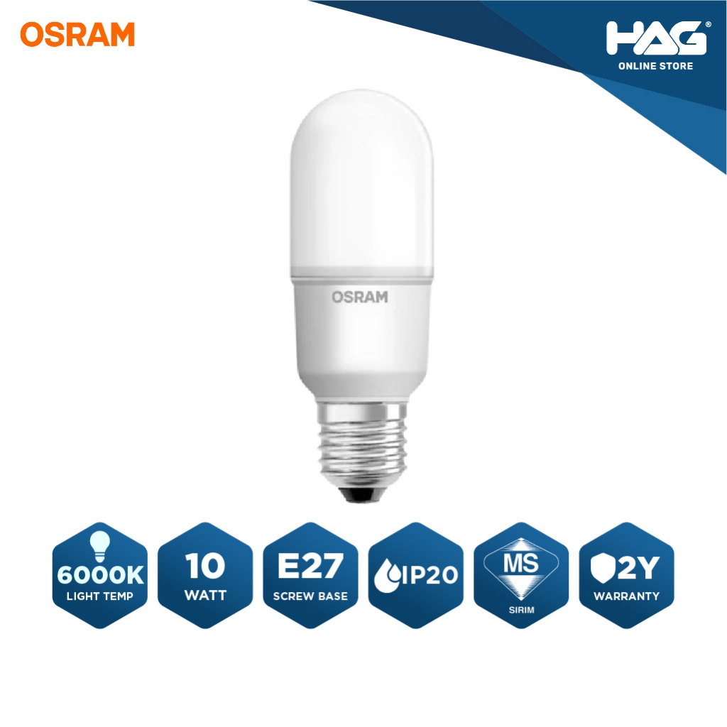 OSRAM Ledvance E27 Stick Bulb | 10W | 6000K | Shopee Malaysia
