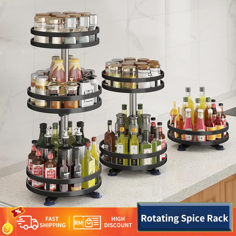 360 degree rotatable circular seasoning storage rack in the kitchen for ...