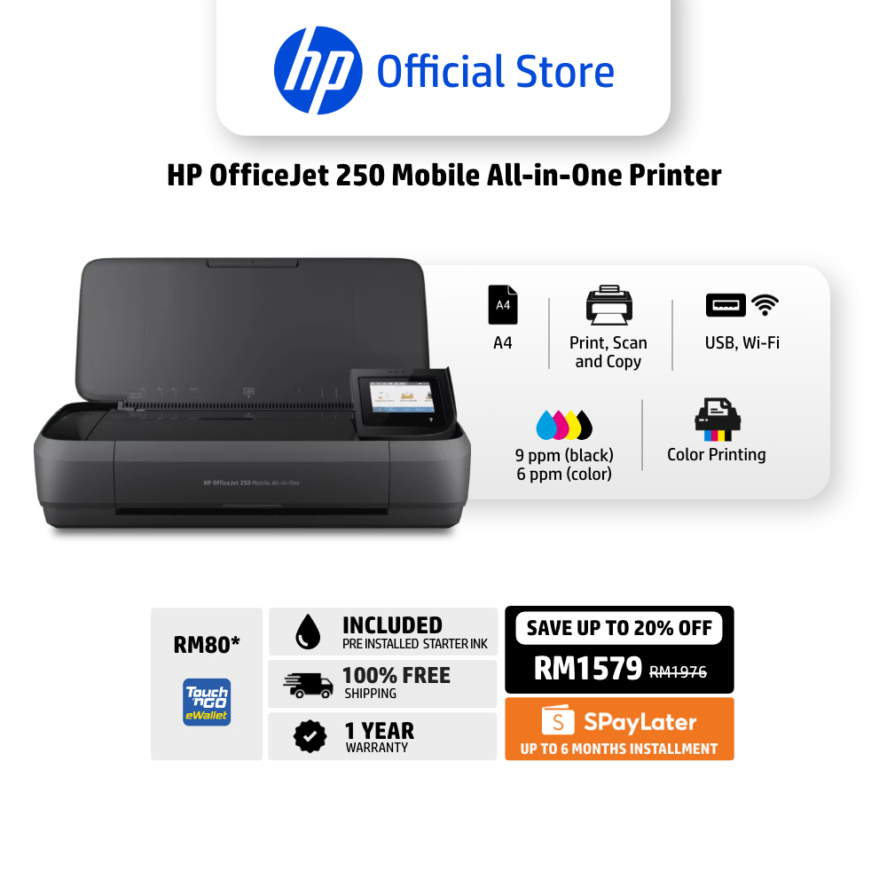 HP OfficeJet 250 Mobile All-in-One Printer | A4 | USB, Wi-Fi | Print ...