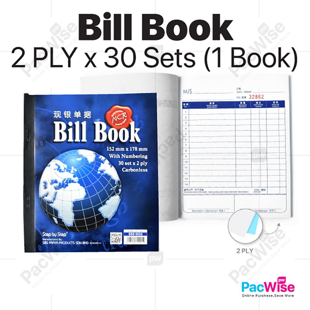 Bill Book / Sales Issue & Receive Book / Buku Tunai NCR 6” x 7” (2PLY x ...