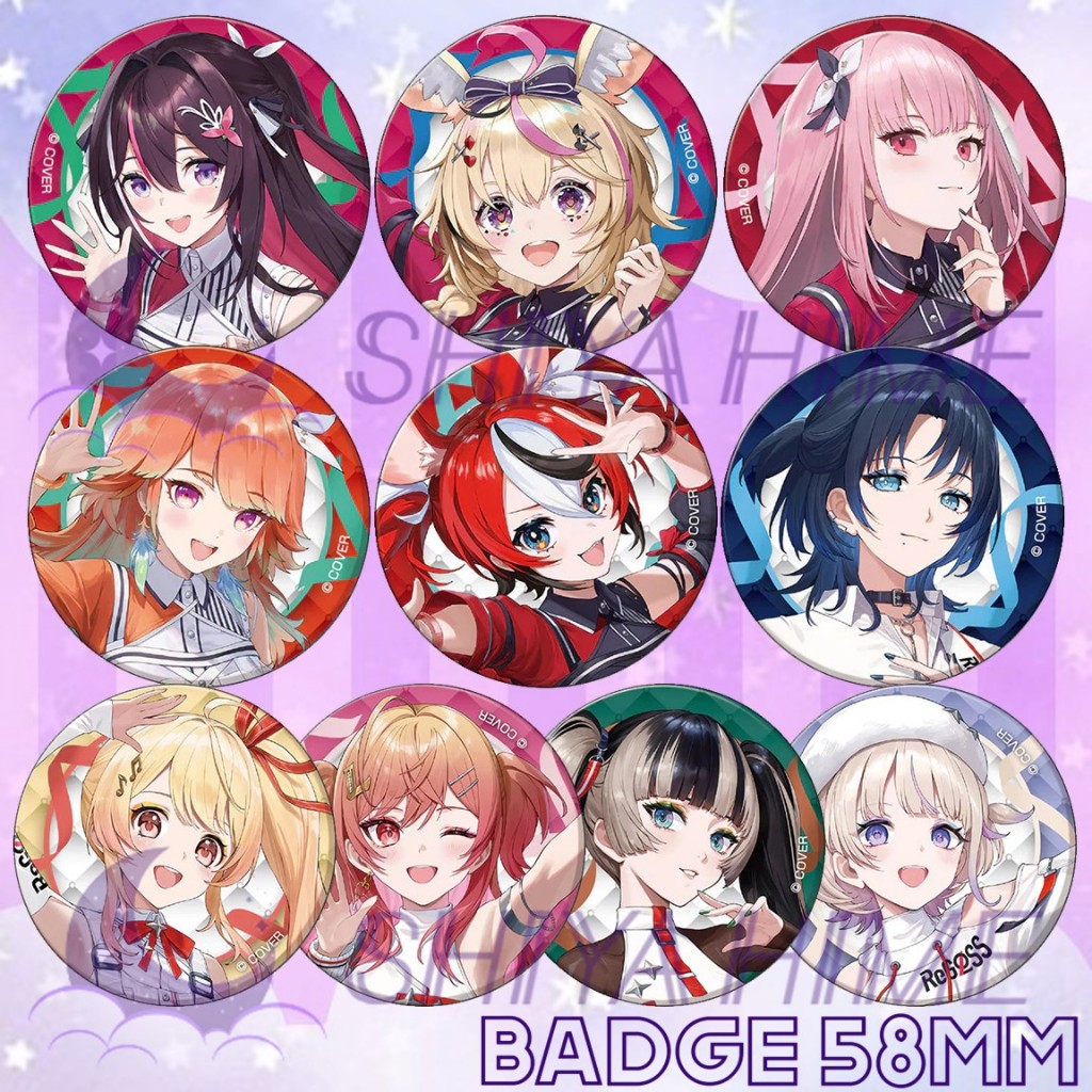Hololive 虚拟主播 VTuber Anime Button Badge 动漫周边徽章胸章 58mm Ririka Raden AZKi ...