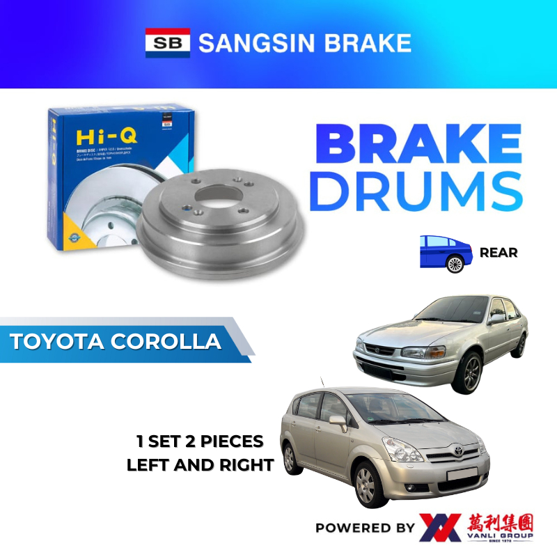 SANGSIN Rear Brake Drum for Toyota Corolla AE101 AE111 1.6 4A-FE 1992 ...